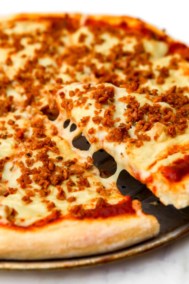 Vegan Sausage Crumbles for Vegan Sausage Pizza - The Hidden Veggies