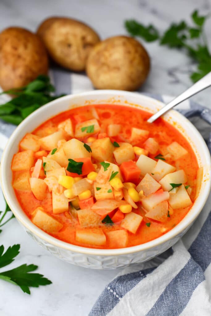 Vegan Potato Corn Chowder - The Hidden Veggies
