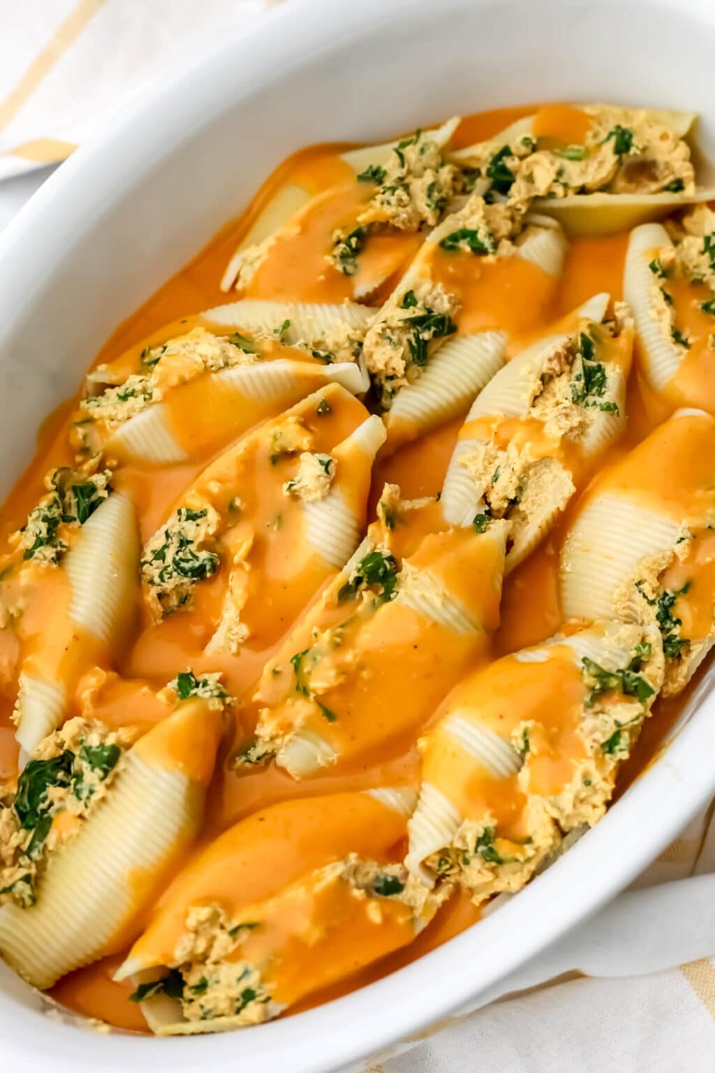 Vegan Pumpkin Alfredo Stuffed Shells - The Hidden Veggies