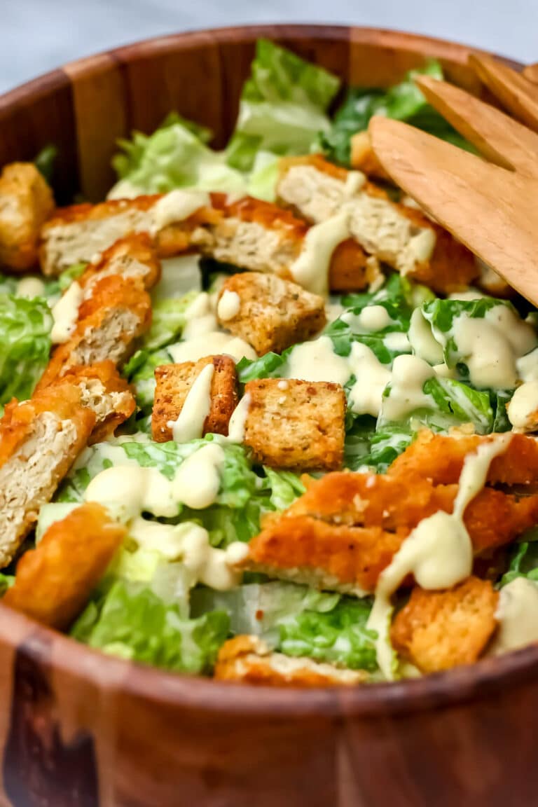 Vegan Chicken Caesar Salad - The Hidden Veggies