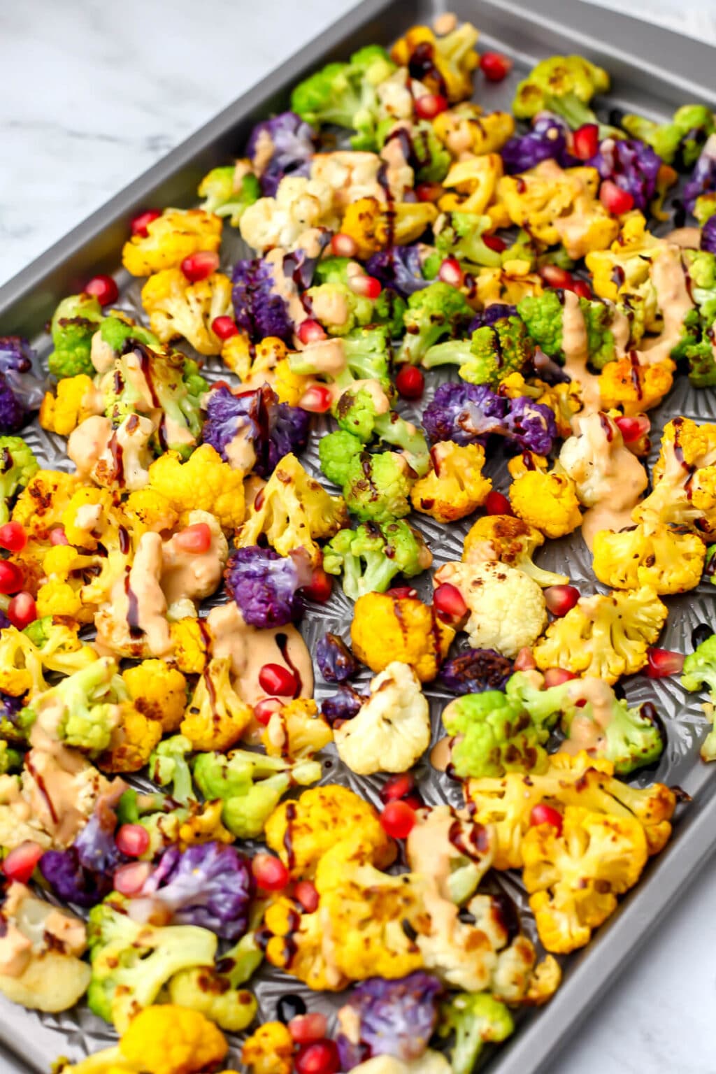 Roasted Rainbow Cauliflower (with Tahini) - The Hidden Veggies
